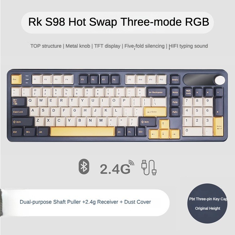Rk S98/S75 คีย์บอร์ดเล่นเกมไร้สาย บลูทูธ 2.4G RGB มีสาย ไฟ LED สามโหมด | Shopee Thailand
