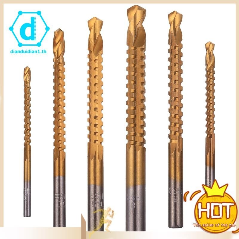 【dianduidian1.th】ดอกสว่านเกลียวเคลือบไทเทเนียม Hss 3-8 มม. สําหรับงานไม้ พลาสติก โลหะ 6 แพ็ค ...