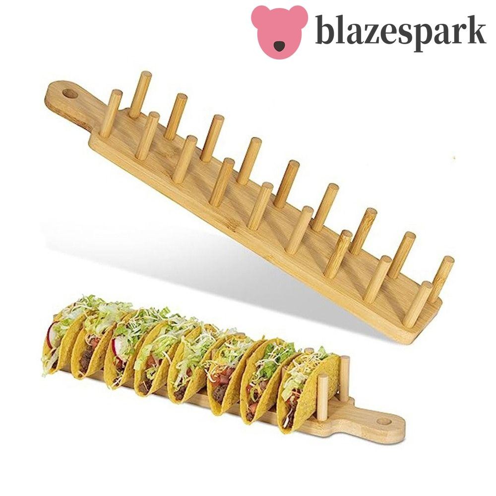 Blazespark ไม้ Taco ผู้ถือ,เป็นมิตรกับสิ่งแวดล้อมจับ Taco แผ่น Rack, แหนบธรรมชาติไม้ไผ่ใช้ 8 ...