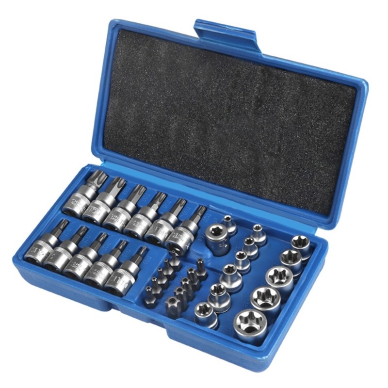 SPT* 34 ชิ้น 3 8 นิ้วไดรฟ์ Bit Socket Set Tamper Proof Bit Set พร้อม ...