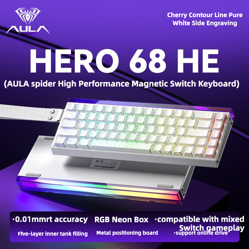 Aula HERO68 HE Magnetic Switch Gaming Mechanical Keyboard แบบมีสาย RGB Light Box Win60 Win68 ...