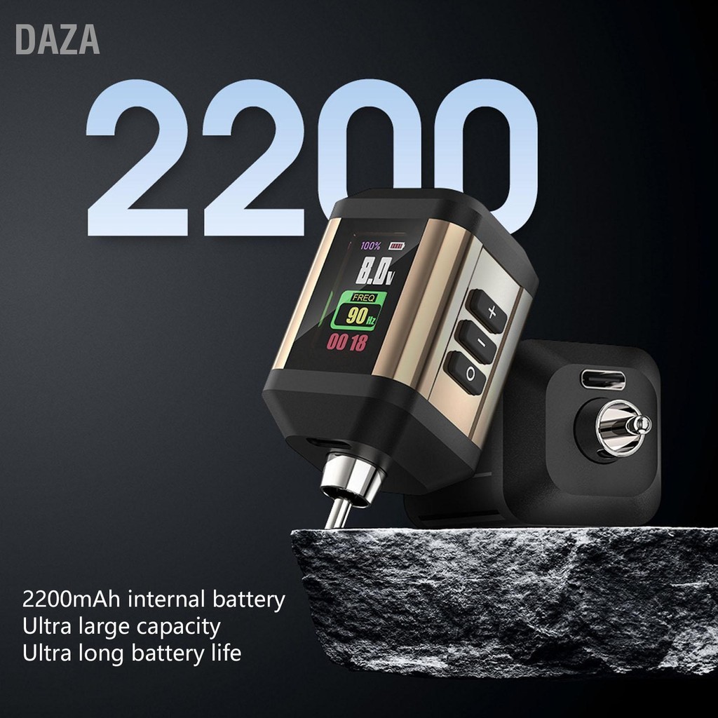 DAZA Wireless Tattoo Power Supply 2200mAh RCA Interface Adjustable USB ...