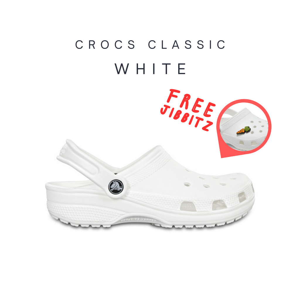 ⭐ Free Jibbitz™ x2ตัว ⭐ [พร้อมส่ง] Crocs Classic White Clog รองเท้าลำลองผู้ใหญ่ รุ่น Classic สี ...