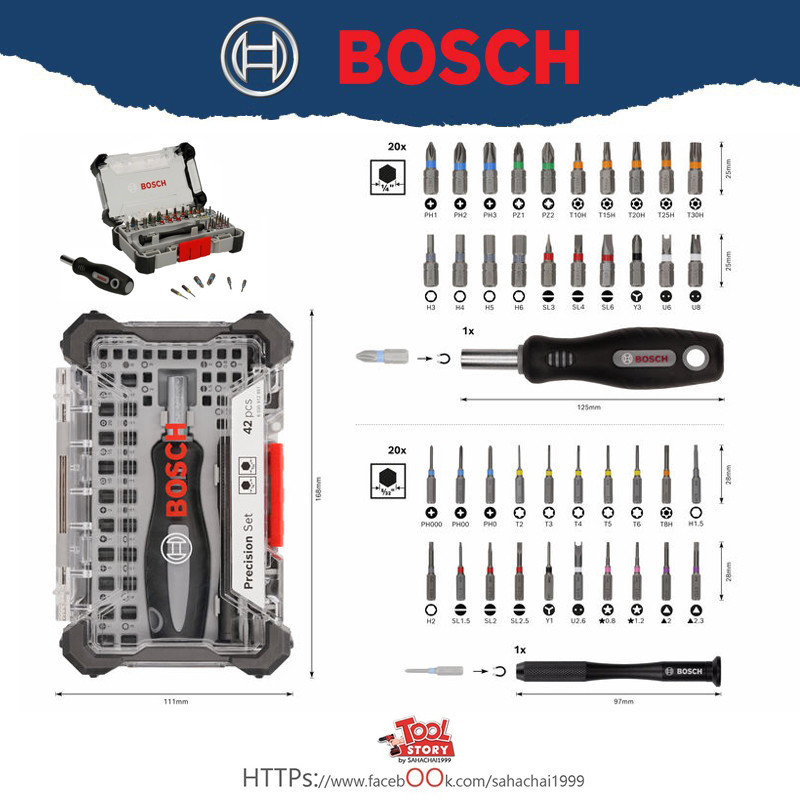 BOSCH ชุดไขควง42ชิ้น Precision รุ่น 2607002835 PB SDB SET42Pc | Shopee ...