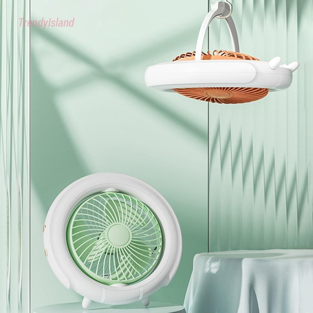 พัดลมตั้งโต๊ะ แบบแขวนเพดาน หมุนได้ ชาร์จไฟได้ พร้อมไฟ [TrendyIsland.th ...