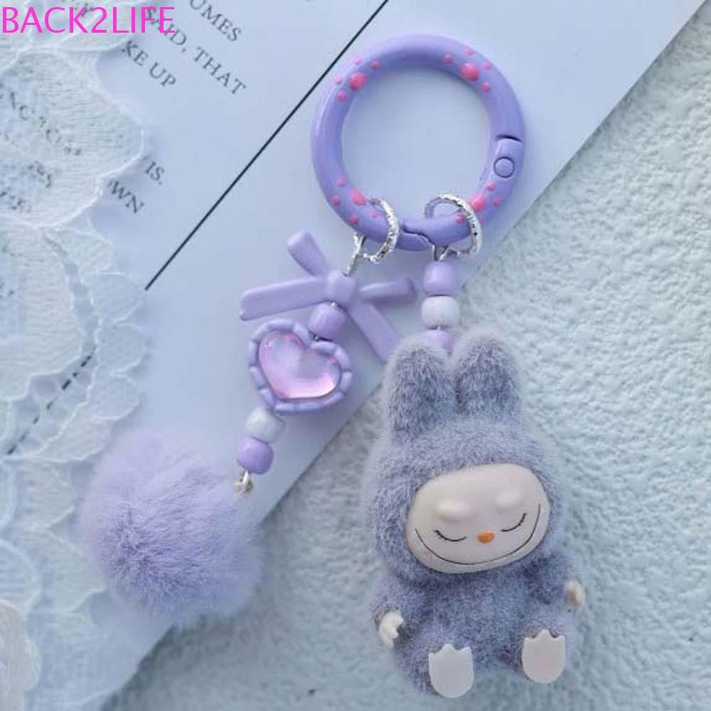 Back2life Lazy Yoga Labubu Doll, จี้ซิลิกาเจล Flocking Labubu Key Ring ...