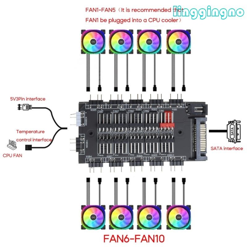 Rr 5V 3Pin AURA Controller 4Pin PWM Hub 10 พอร์ต ARGB Remote Splitter ...