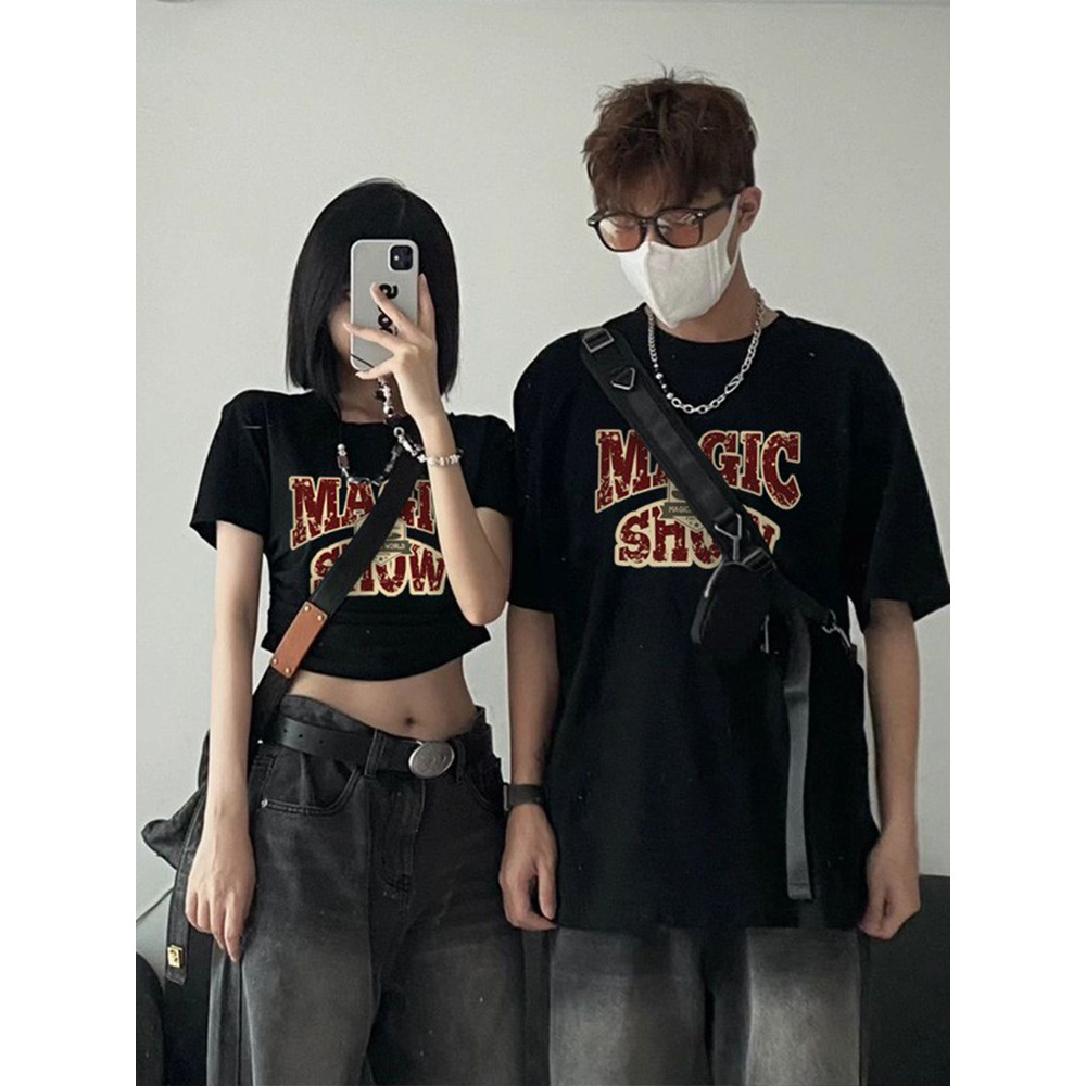 🔥พร้อมส่ง&COD🔥RINA STUDIO【Couple T-shirts 100% cotton】ชุดคู่รัก ชุดคู่รักฤดูร้อนแขนสั้น 2025 ...
