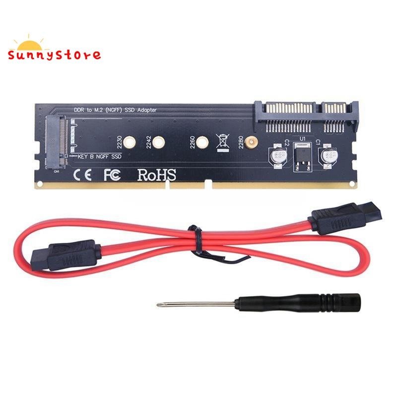 [sunnystore] อะแดปเตอร์การ์ดไรเซอร์ DDR3 DDR4 DDR2 เป็น M2 SSD M.2 NGFF B PCB SATA 15Pin และ ...