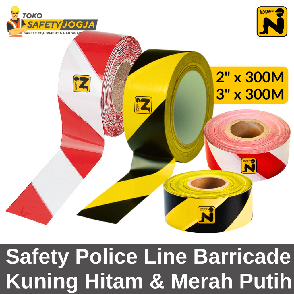 Hitam MERAH Police Line / Safety Line / Black Yellow Barricade Line ...