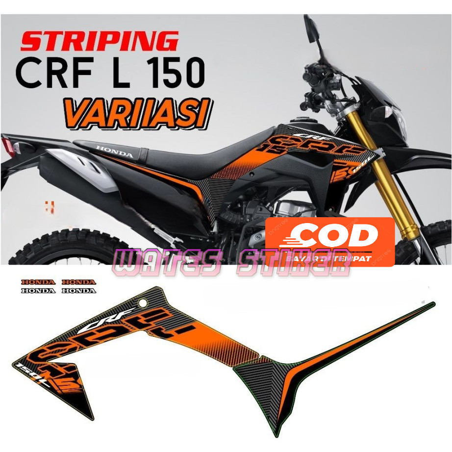 Hitam Striping Decal Polet สติกเกอร์รายการ honda CRF 150L 2019 2020 ...