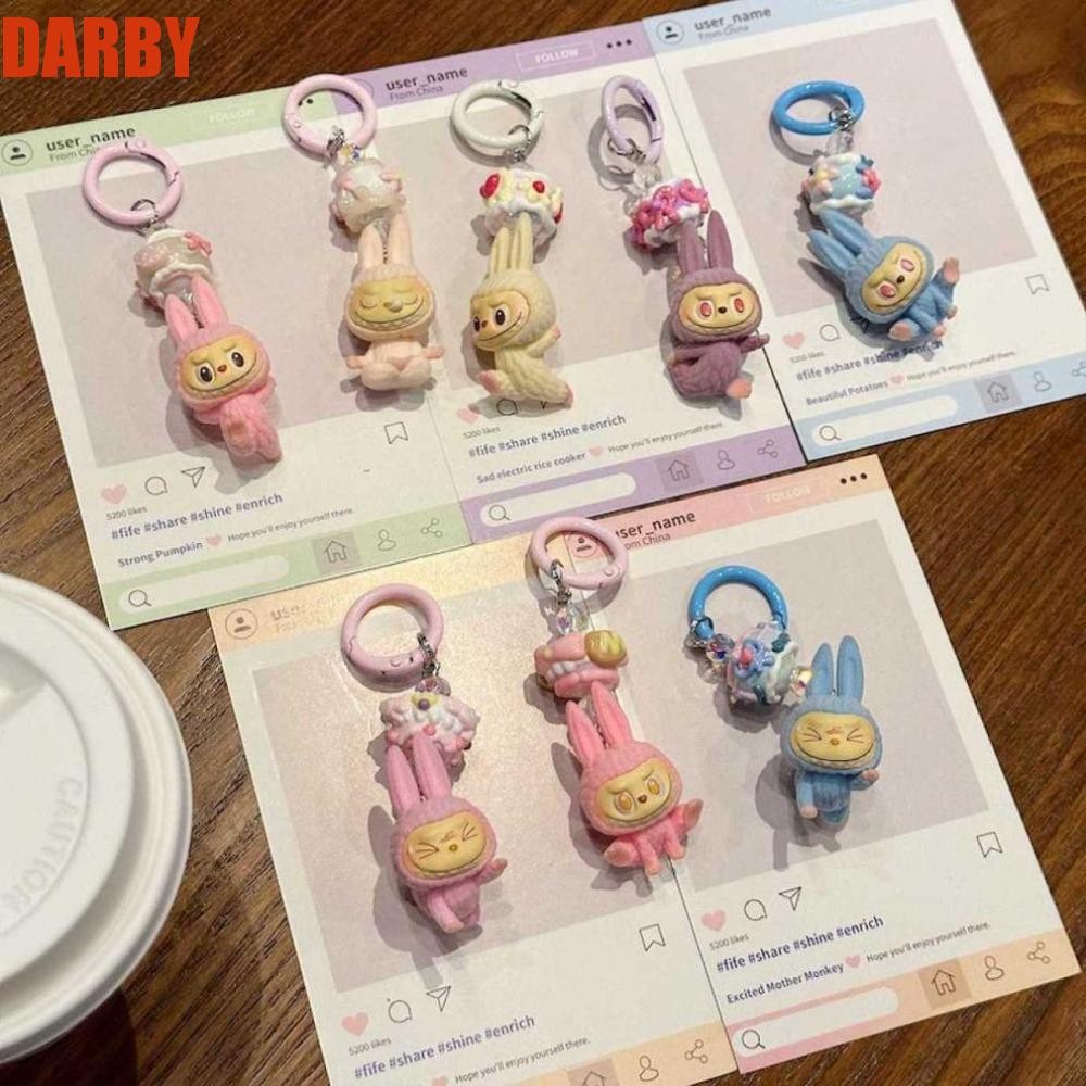 Darby Lazy Yoga Labubu Doll จี้ซิลิกาเจล Flocking Labubu Key Ring ...