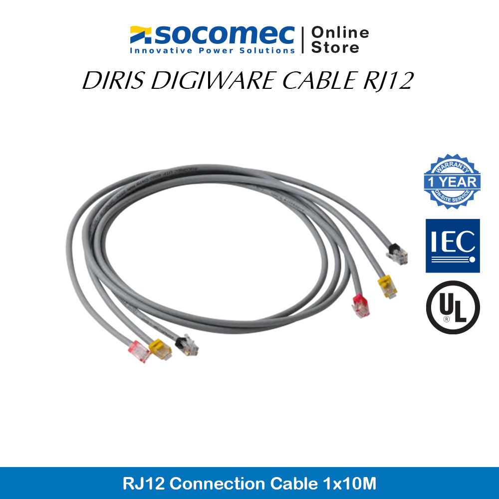 Socomec RJ12 Connection Cable 1 x 10m for Diris Digiware | 48290603 ...