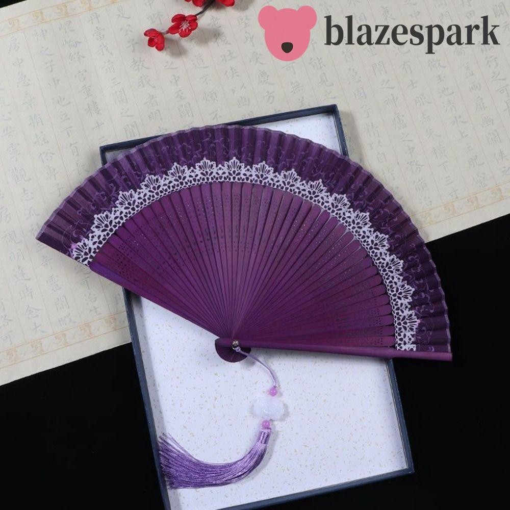 Blazespark พัดลมพับ, พัดลมเต้นรําเปลี่ยนสีแบบพับได้, ขนาดเล็กพร้อมพู่ผ้าผ้าไหมไม้ไผ่ Hanfu การ ...