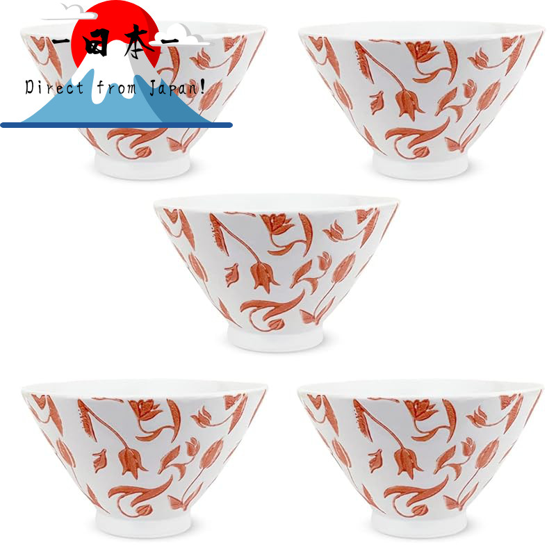 [Direct from Japan] J-kitchens 5-piece Dish Set Tulip Rice Bowl Red ...
