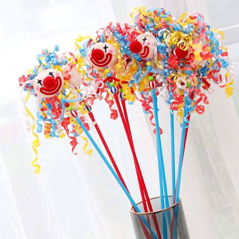 ล้อเล่นของเล่นแมว Clown Teasing Cat Stick Plush Ball Extra Long Bell ...