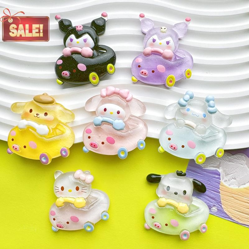 Bl 1 ชิ้นขนาดใหญ่การ์ตูน Noctilucent Sanrio Pig Car Series DIY เรซิ่น ...