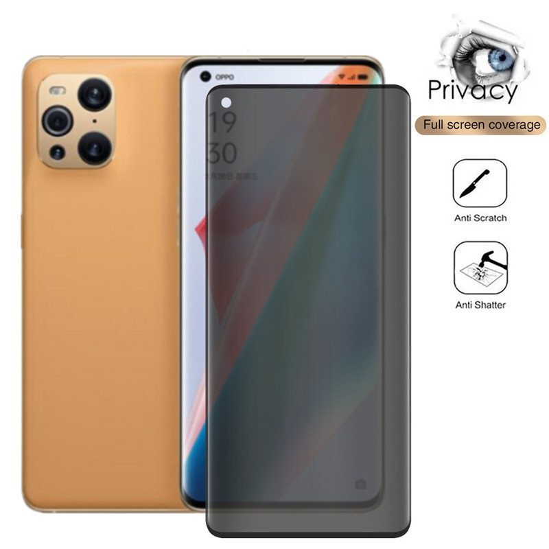 ฟิล์มกระจกนิรภัยกันรอยหน้าจอ 3d กันแอบมอง สําหรับ Oppo Find X3 X5 Pro