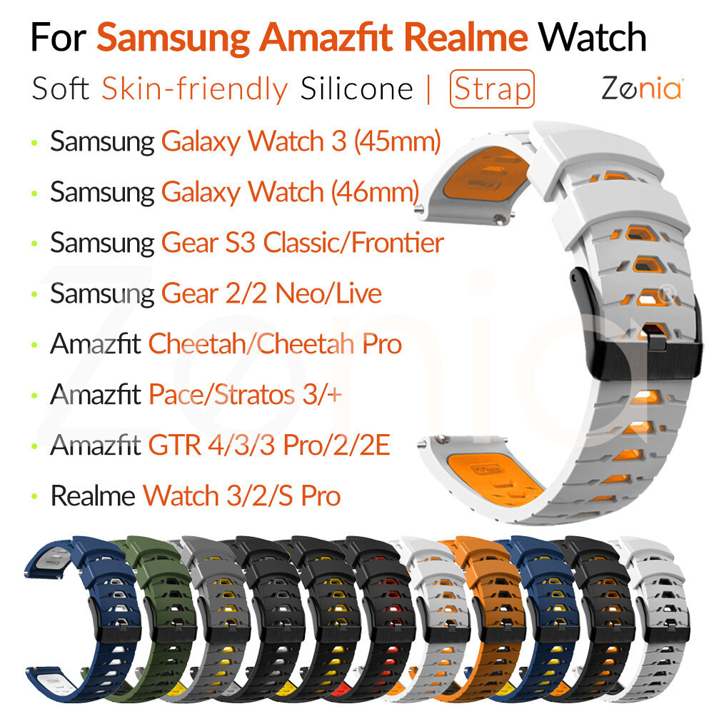 22 มม.สองสีสายนาฬิกาซิลิโคนสําหรับ Samsung Watch 3 45 มม.46 มม.เกียร ์ ...