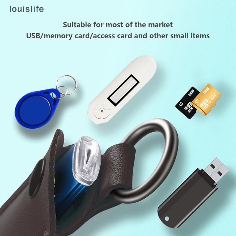 Leth หนัง U Disk กระเป๋า Key Ring Holder USB แฟลชไดรฟ์กระเป๋าเก็บ ...