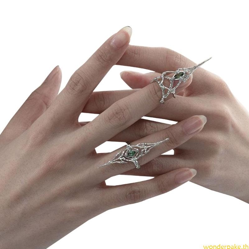 Wonder 2 ชิ้น Gothic Broken สไตล์ Bone Tip แหวนเล็บปรับ Joint Knuckles ...