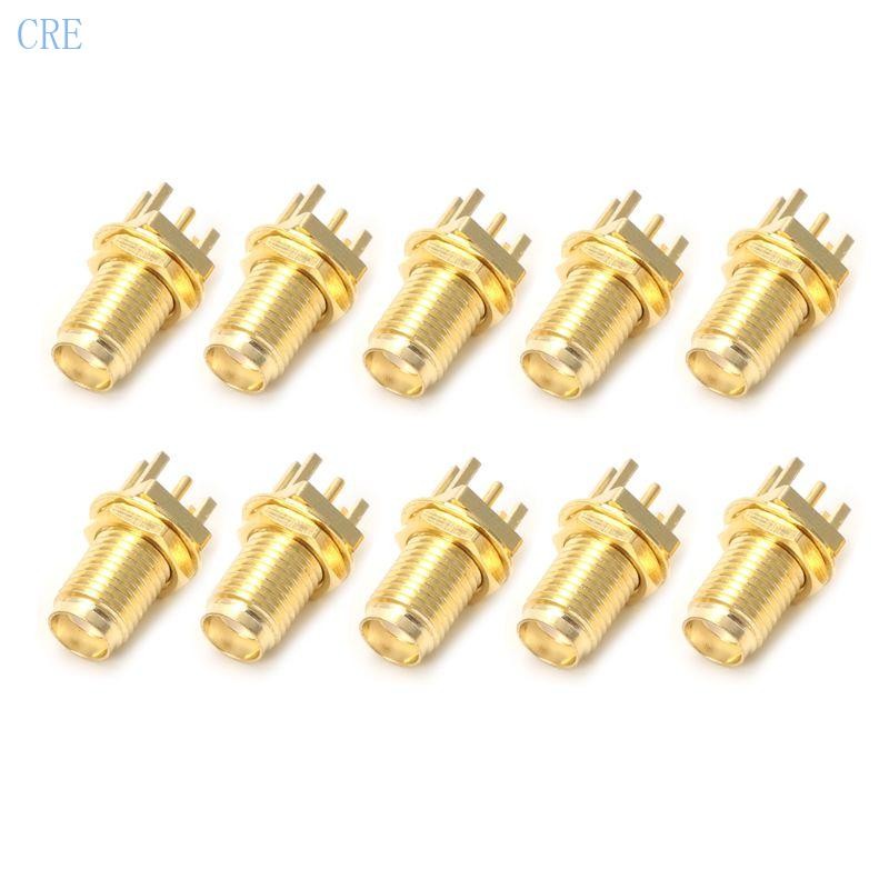 Cre 10 ชิ้นสิ้นสุดสําหรับเปิดตัว PCB Mount Mount SMA หญิงแจ็คตรง RF ...