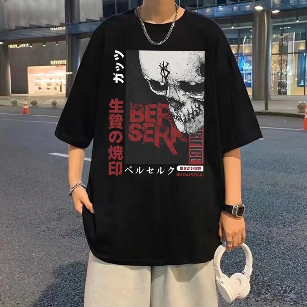 เสื้อยืด ผ้าฝ้าย พิมพ์ลายกราฟฟิคอนิเมะ Berserk Guts Casca Of Sacrifice ...