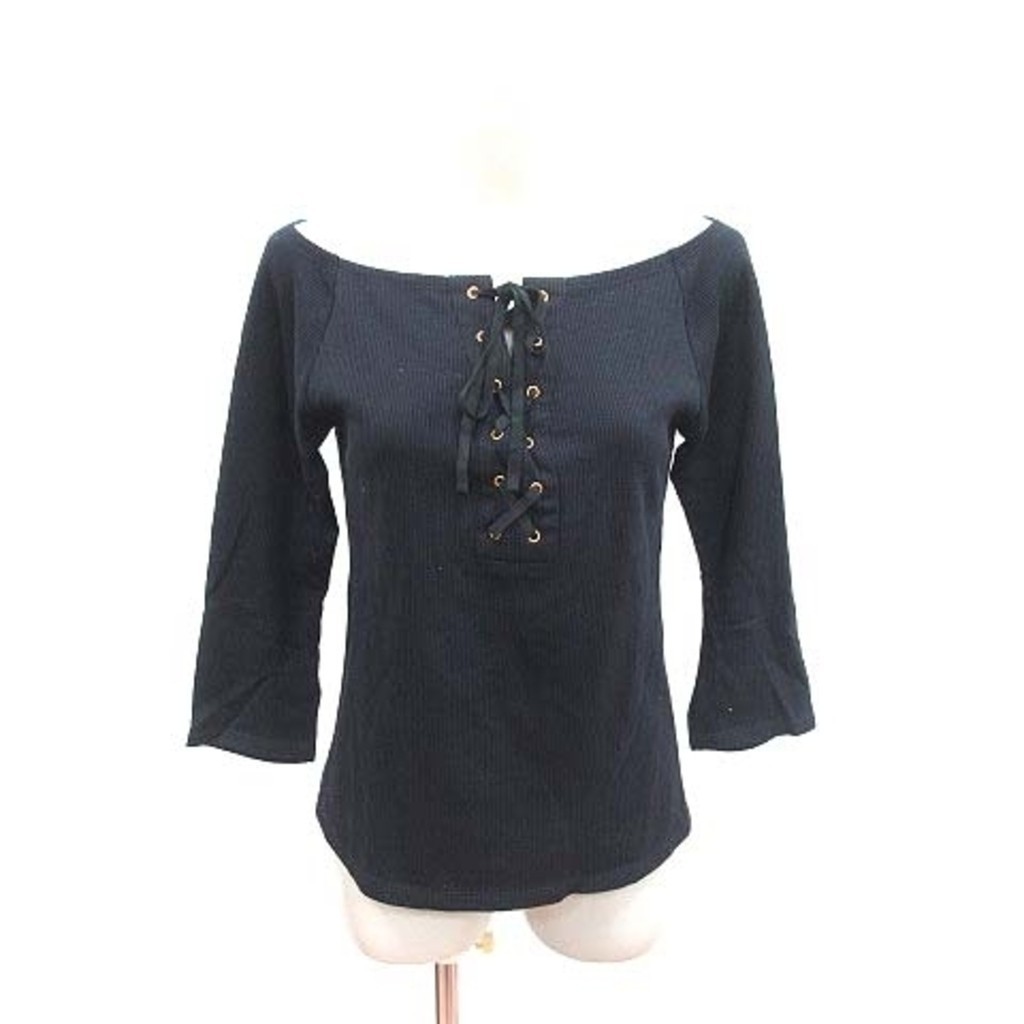 Pinky & Diane Cut & Sewn 3/4 Sleeve Slit Rib Off Shoulder 38 Black ...