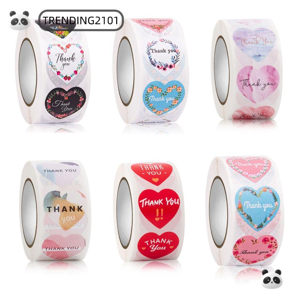 กําลังมาแรง2101 500ชิ้น/ม้วนขอบคุณสติกเกอร์สมุดซองจดหมายดอกไม้ดอกไม้วันวาเลนไทน์เครื่องเขียนซีล ...