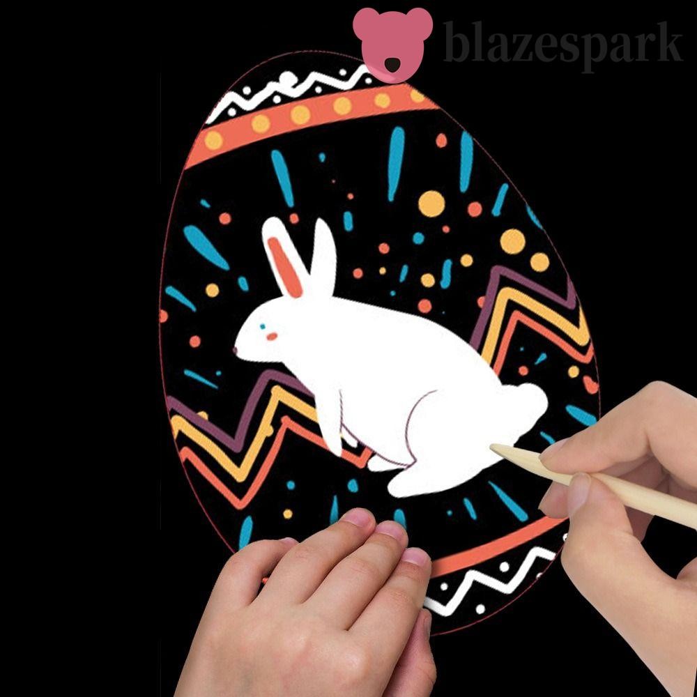 Blazespark ภาพวาด DIY ของเล่นอีสเตอร์,ทาสีเปลือกไข่อีสเตอร์กระต่ายอีสเตอร์ไข่ Scratch Art, สี ...