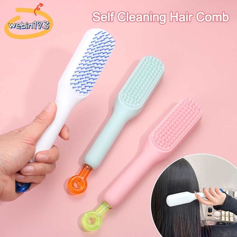 Webin Magic Retractable Comb, ABS Smoothing Self Cleaning Hair Comb ...