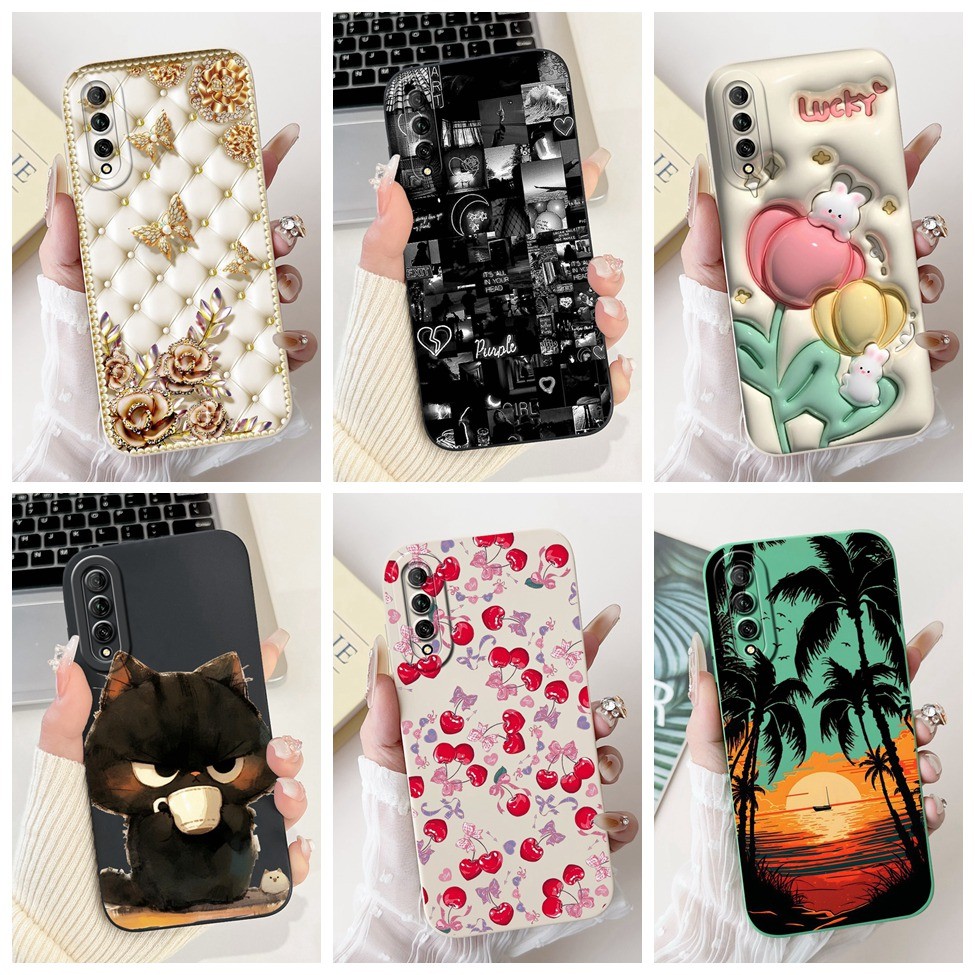 Huawei Y9s กรณี STK-L22 ความงามแมวน่ารักแฟชั่นตลกซิลิโคนเคสโทรศัพท์ ...