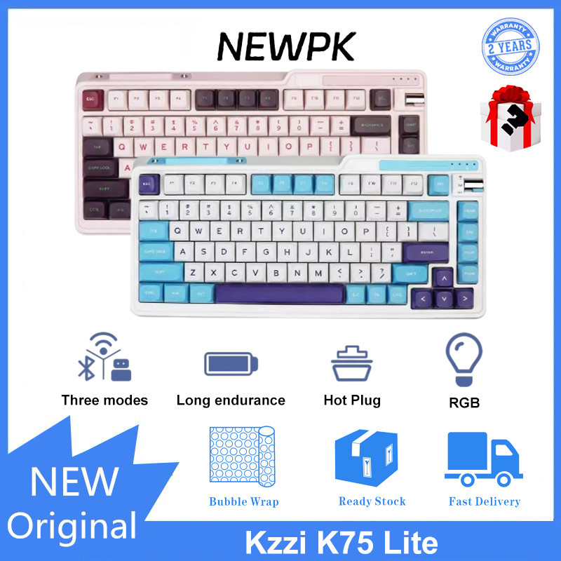 Kzzi K75 Lite คีย์บอร์ดเมคคานิคอลไร้สาย RGB สามโหมด | Shopee Thailand