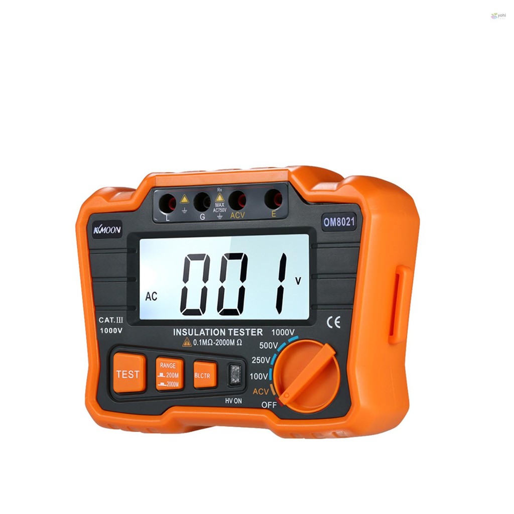 Kkmoon เครื่องทดสอบความต้านทานฉนวน DCV ACV Meter 1000V Ground ...