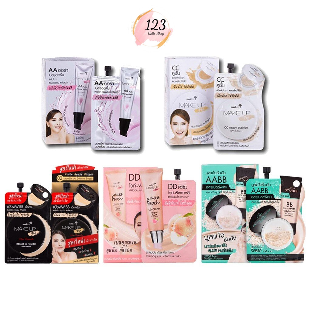 (ยกกล่อง 6ซอง) Nami Make Up Pro AABB Matte Mousse+AA Aura+BB Powder+CC ...