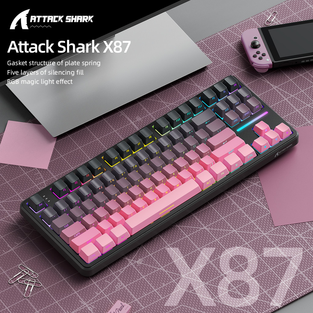 Attack Shark ใส่คีย์บอร์ด X87 Macro Drive Gaming Keyboard,บลูทูธ ...