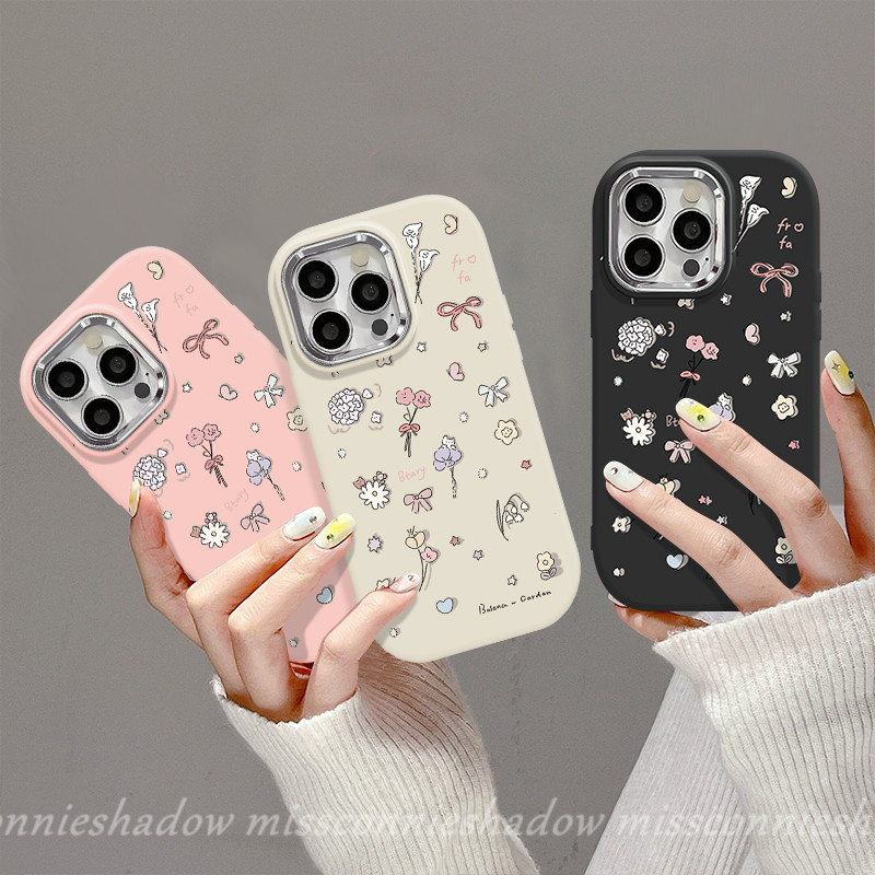 เคสโทรศัพท์มือถือ Tpu โลหะ ลายดอกไม้ หัวใจ ดาว สําหรับ Oppo A18 A57 A9