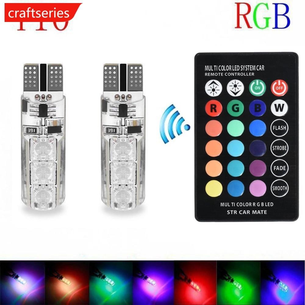 Craftseries หลอดไฟ LED 6SMD RGB T10 5050 หลายสี พร้อมรีโมตคอนโทรล J3V3 2 ชิ้น | Shopee Thailand