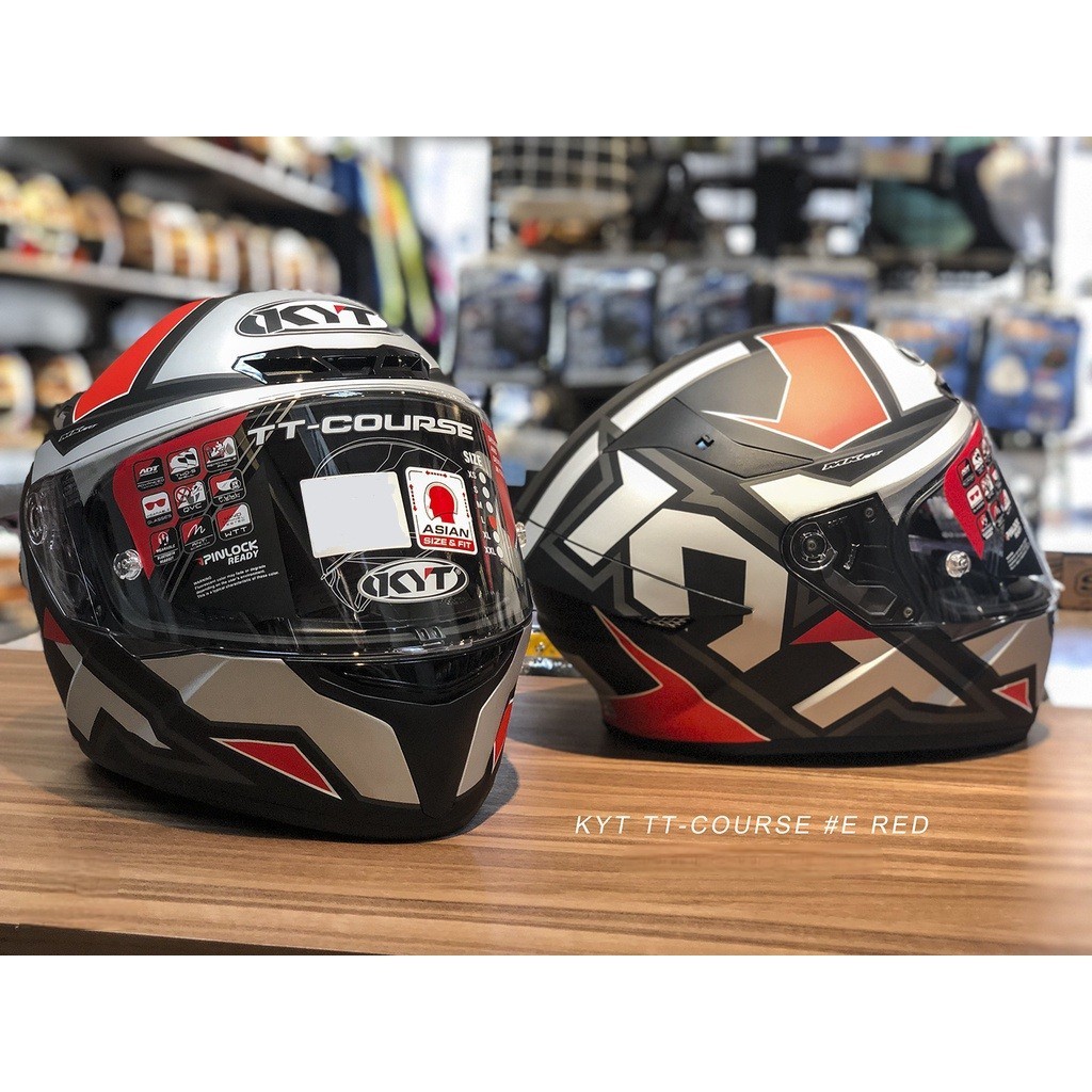 หมวกกันน็อค KYT TT Course Electron Matt Grey/Red | Shopee Thailand