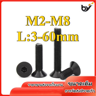 น็อต สกรู หัวจม หกเหลี่ยม เตเปอร์ สีดํา สแตนเลส 304 เกลียวมิลหยาบ / Flat Head Hexagon Socket ...