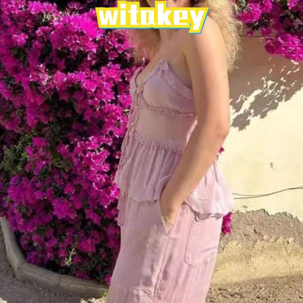 Witakey เสื้อกล้ามแฟชั่นเร้าใจ, เสื้อแขวนโพลีเอสเตอร์กึ่งเชียร์, เสื้อกั๊กแขนกุด | Shopee Thailand