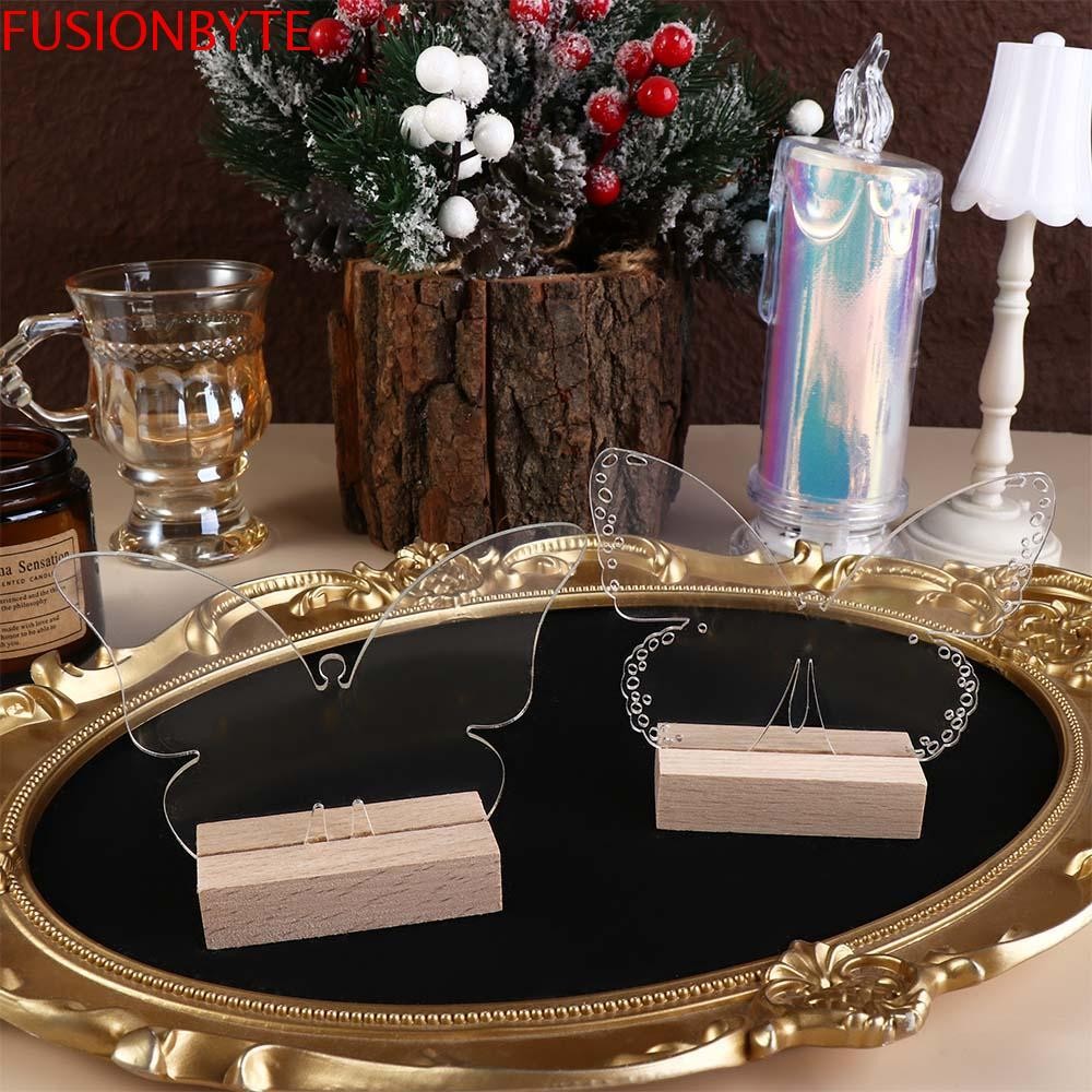 Fusionbyte ป้ายตัวเลขตารางไม้ DIY สําหรับงานแต่งงานตกแต่งพร้อมฐานที่ถอดออกได้รอบ/ผีเสื้อ/หก ...