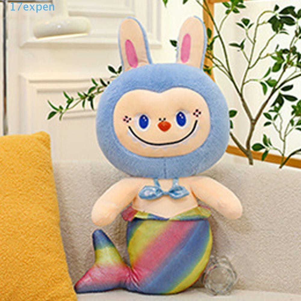 Expen Mermaid Labubu ตุ๊กตา Plush, Big Eye Fish Tail Mermaid Labubu ...