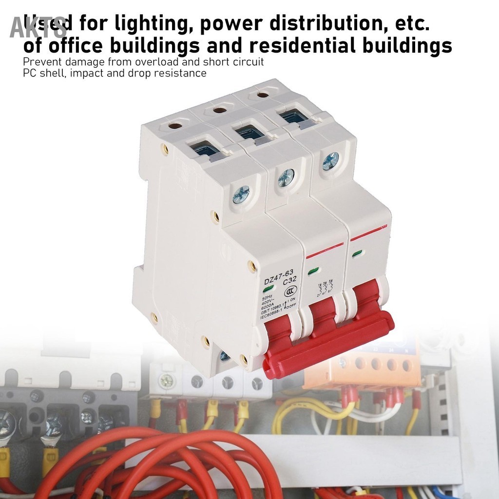 AKTS Miniature Circuit Breaker DIN Rail Mount PC ในครัวเรือน Air AC 400V 3P DZ47‑63 | Shopee ...