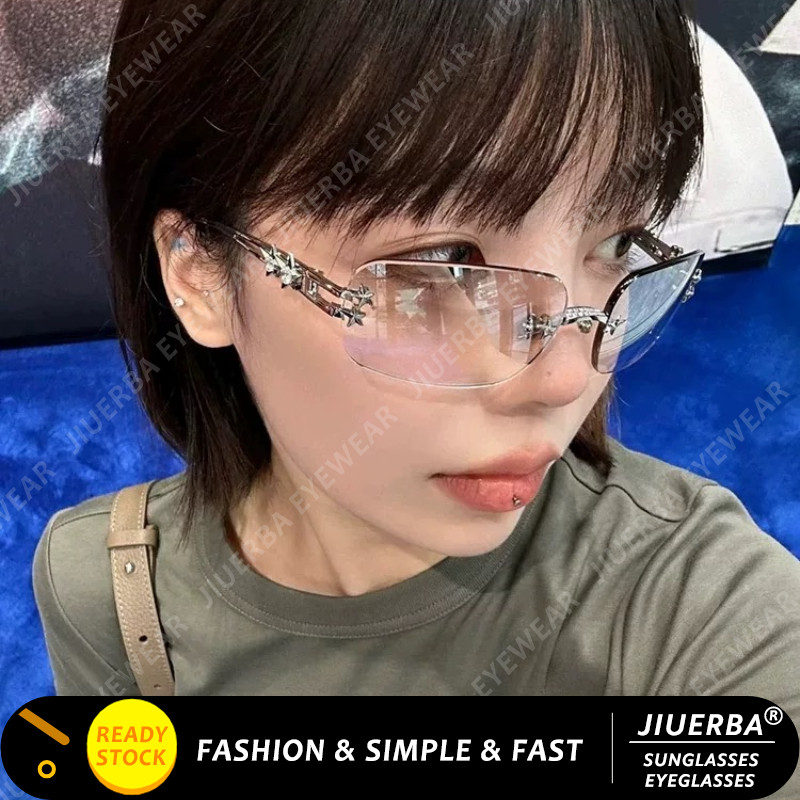 (JIUERBA) Y2k แว่นกันแดดเพชรโลหะสาวรสเผ็ดผู้หญิงแว่นกันแดดดาวสไตล์ ...