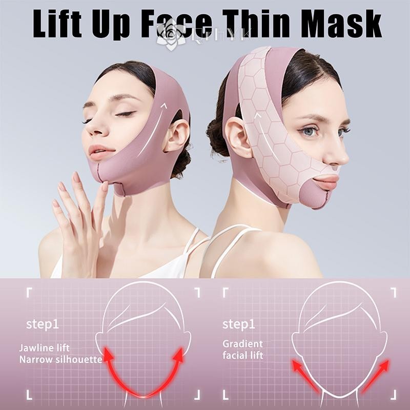 Qrhyk Breathable Slimming Band Cheek Lift Up Face Thin Mask ลดคางคู่ V ...