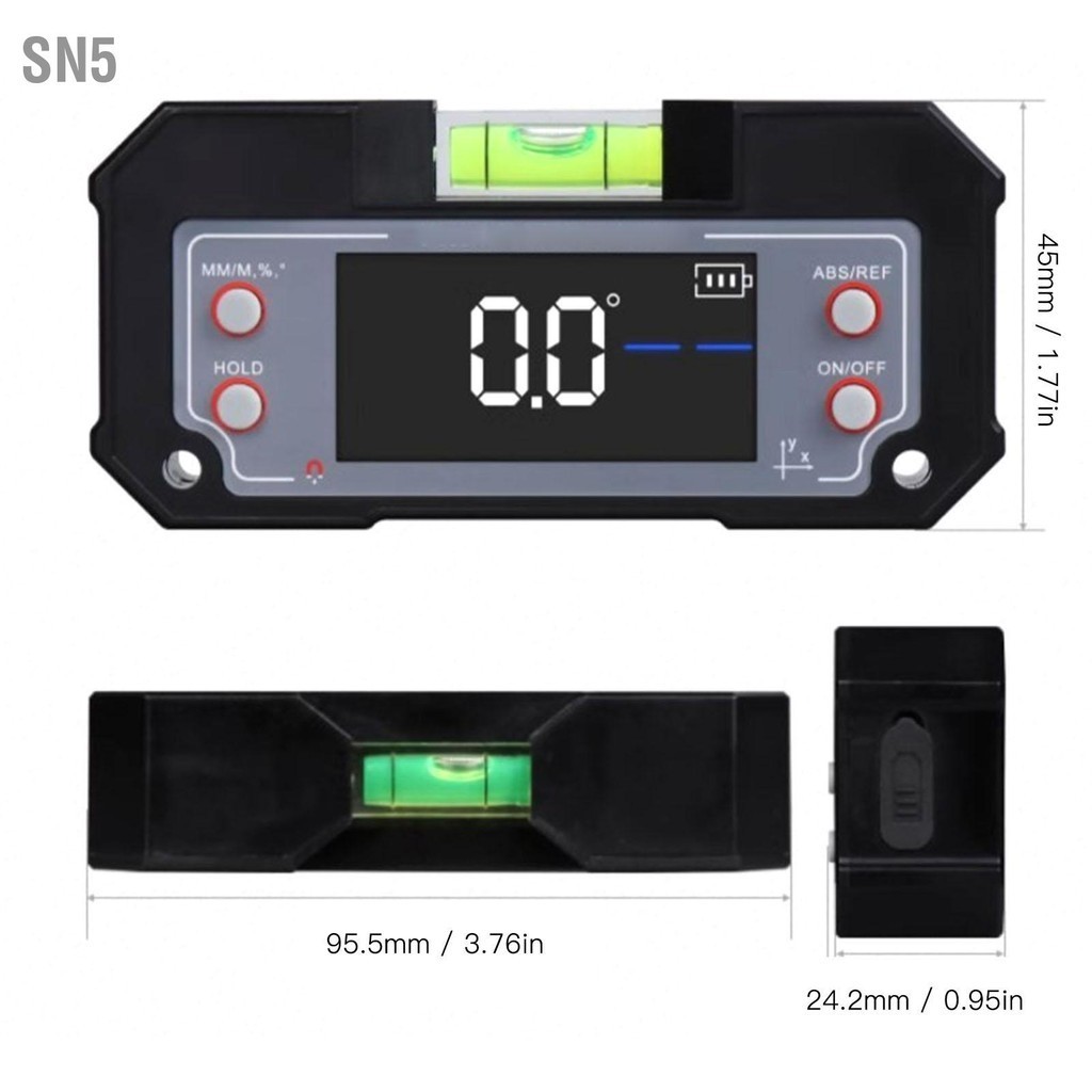 SN5 เครื่องวัดมุมแบบดิจิตอล Magnetic Leveler เครื่องค้นหาระดับเครื่องวัดมุมเอียง Inclinometer ...
