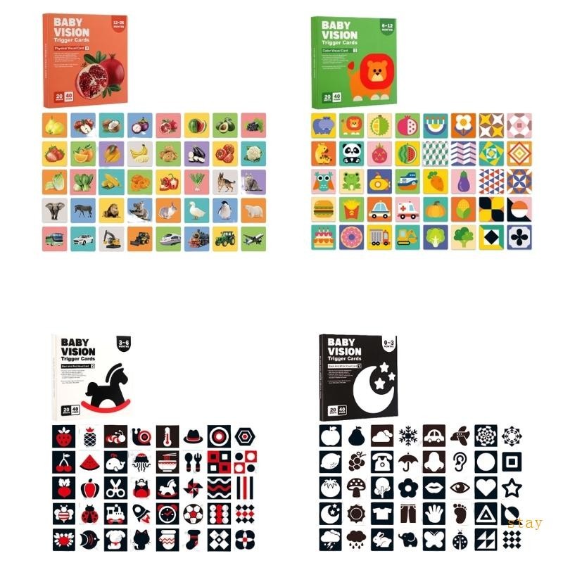 การ์ดกระตุ้นประสาทสัมผัส สีตัดกัน สําหรับเด็ก | Shopee Thailand