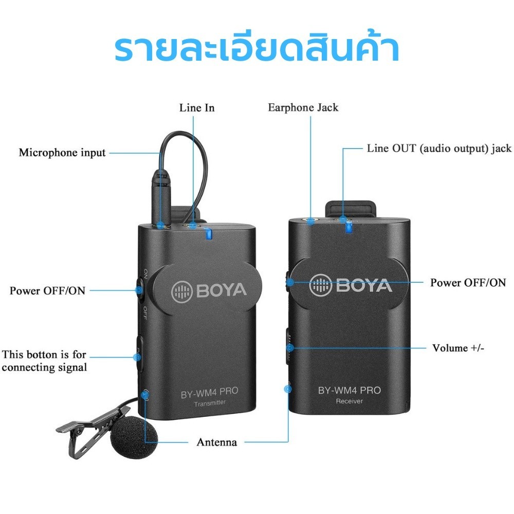 กล้อง ไมค์ไร้สาย Boya BY-WM4 Pro K2 Dual Wireless Microphone ไมค์โครโฟน ...
