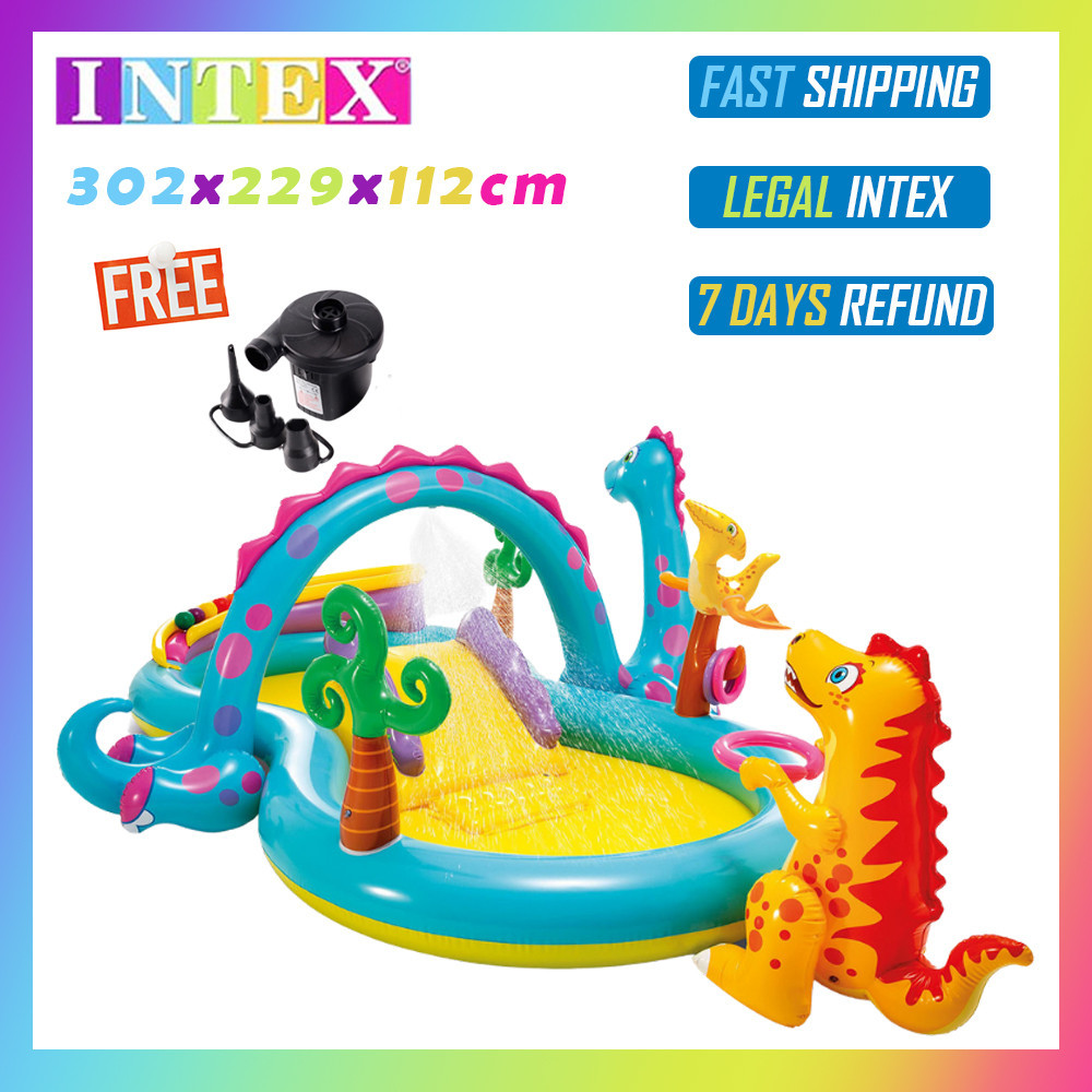 พร้อมส่งจากไทย INTEX 57135 Dinosaur Bazi Water Jet Slide Inflatable ...